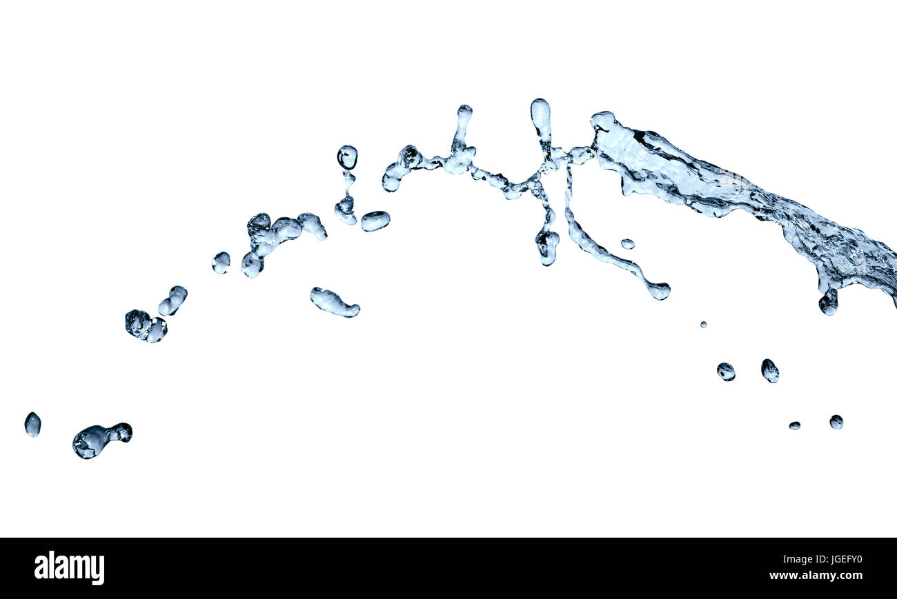 Long stream of flowing water on white background. Isolated with ...