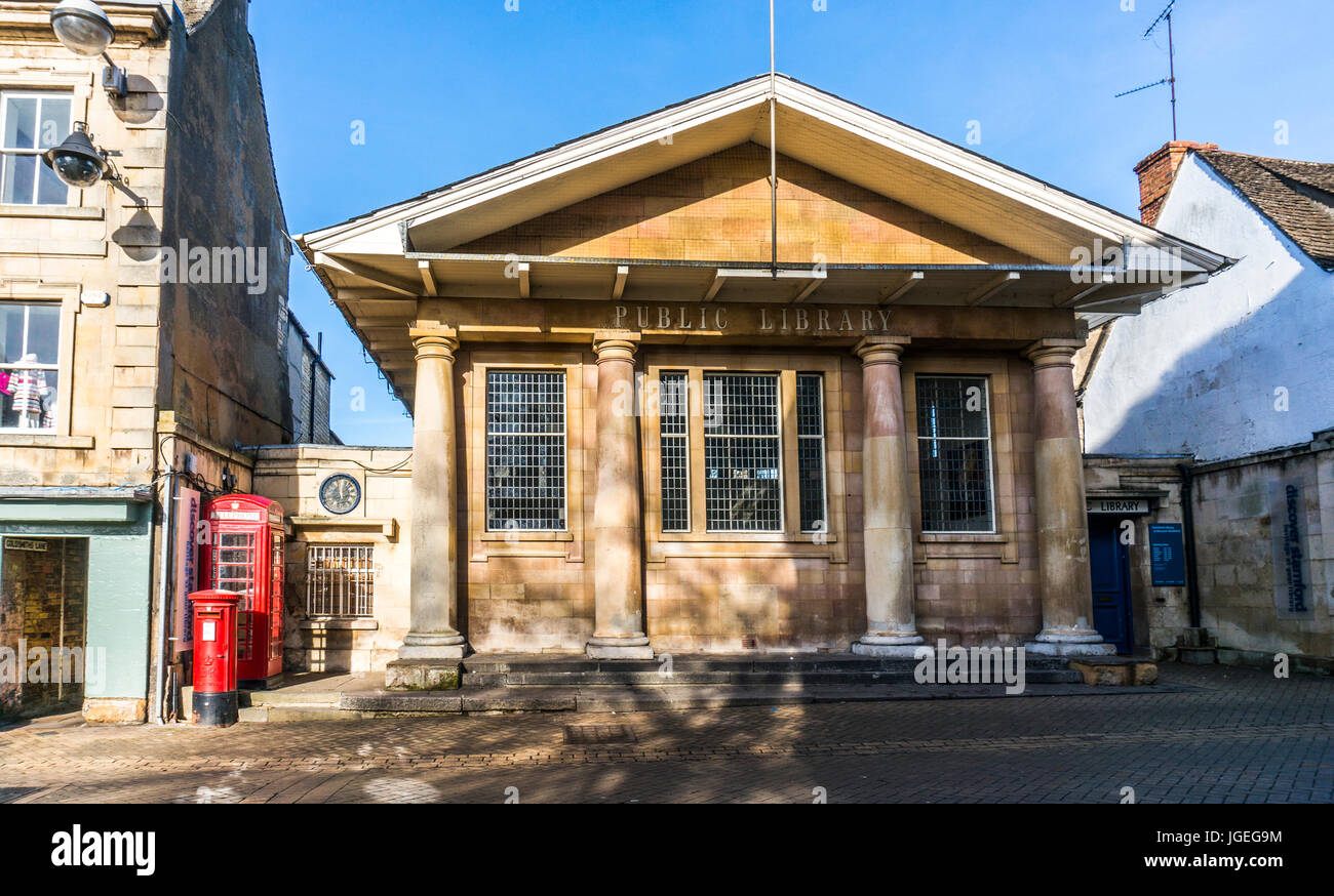 Historic sunlit public library in the town centre of Stamford ...