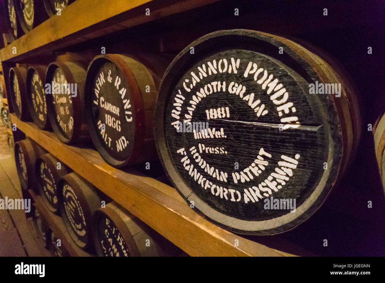 Gunpowder storage barrels for muzzle loading cannon Stock Photo - Alamy