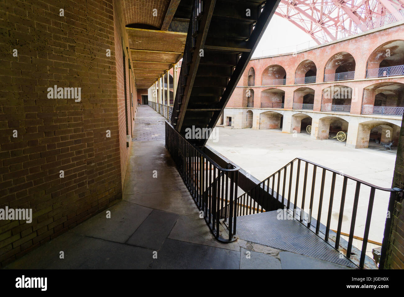 Old Civil War era seacoast fort under the Golden Gate Bridge in San ...