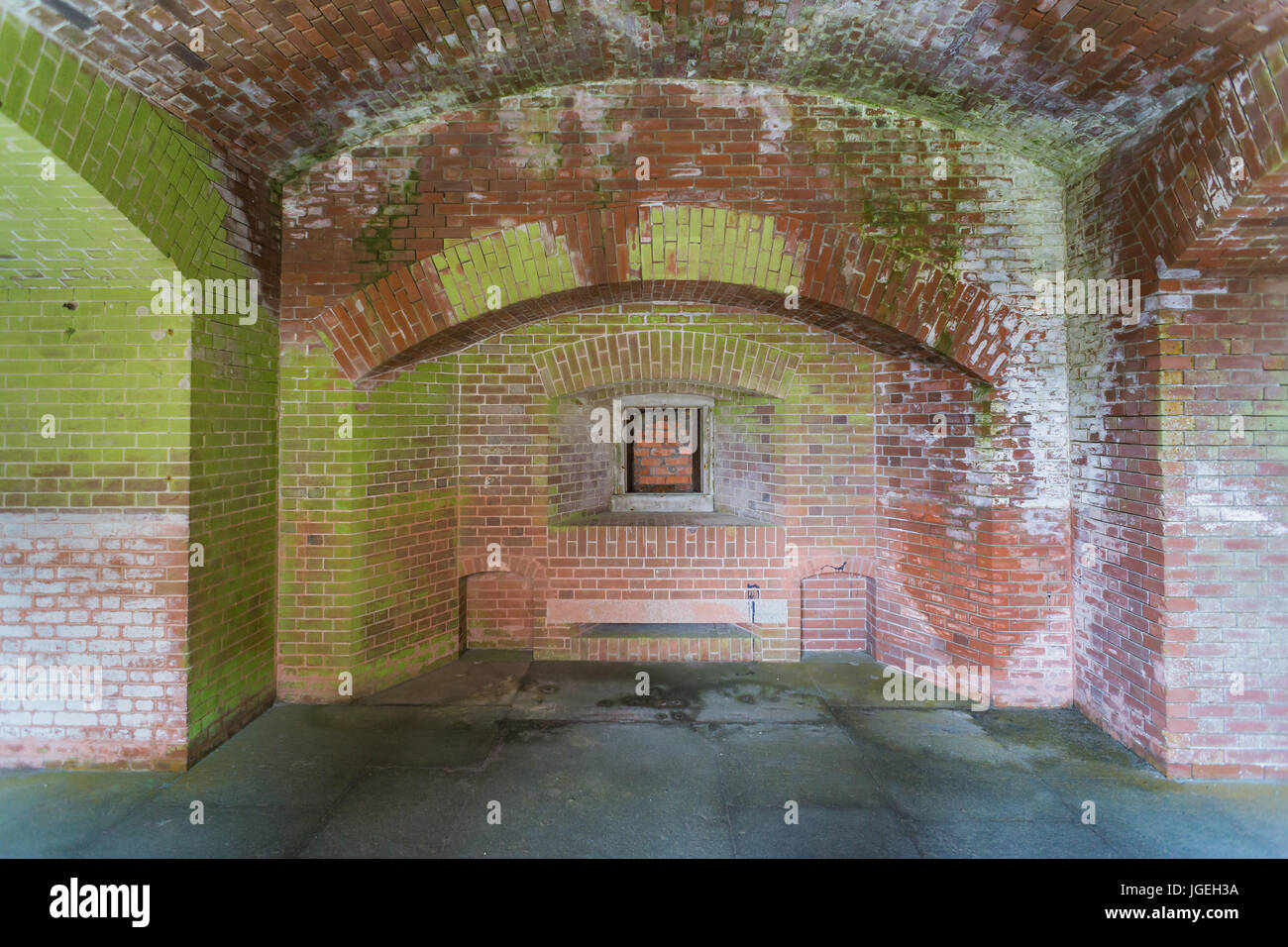 Brick interior of an old military sea fort Stock Photo - Alamy
