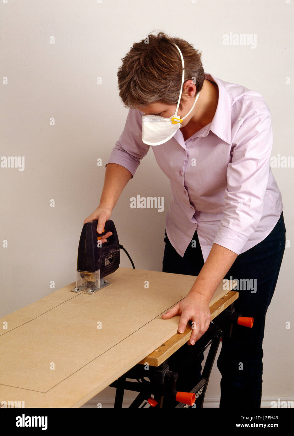 Step x step renovation using jig saw Stock Photo - Alamy