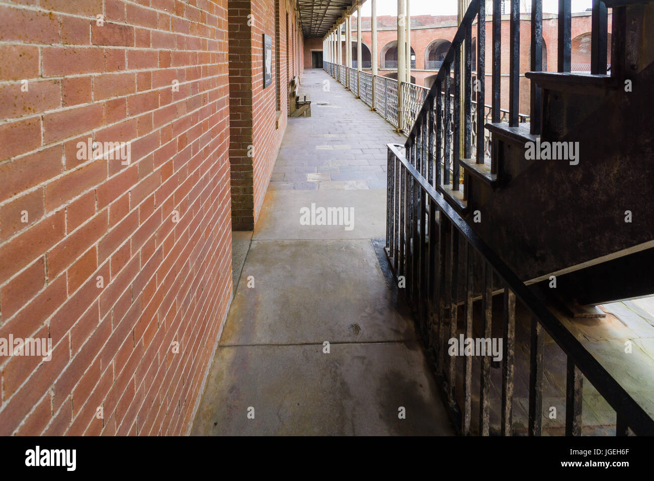 Old Civil War era seacoast fort under the Golden Gate Bridge in San ...