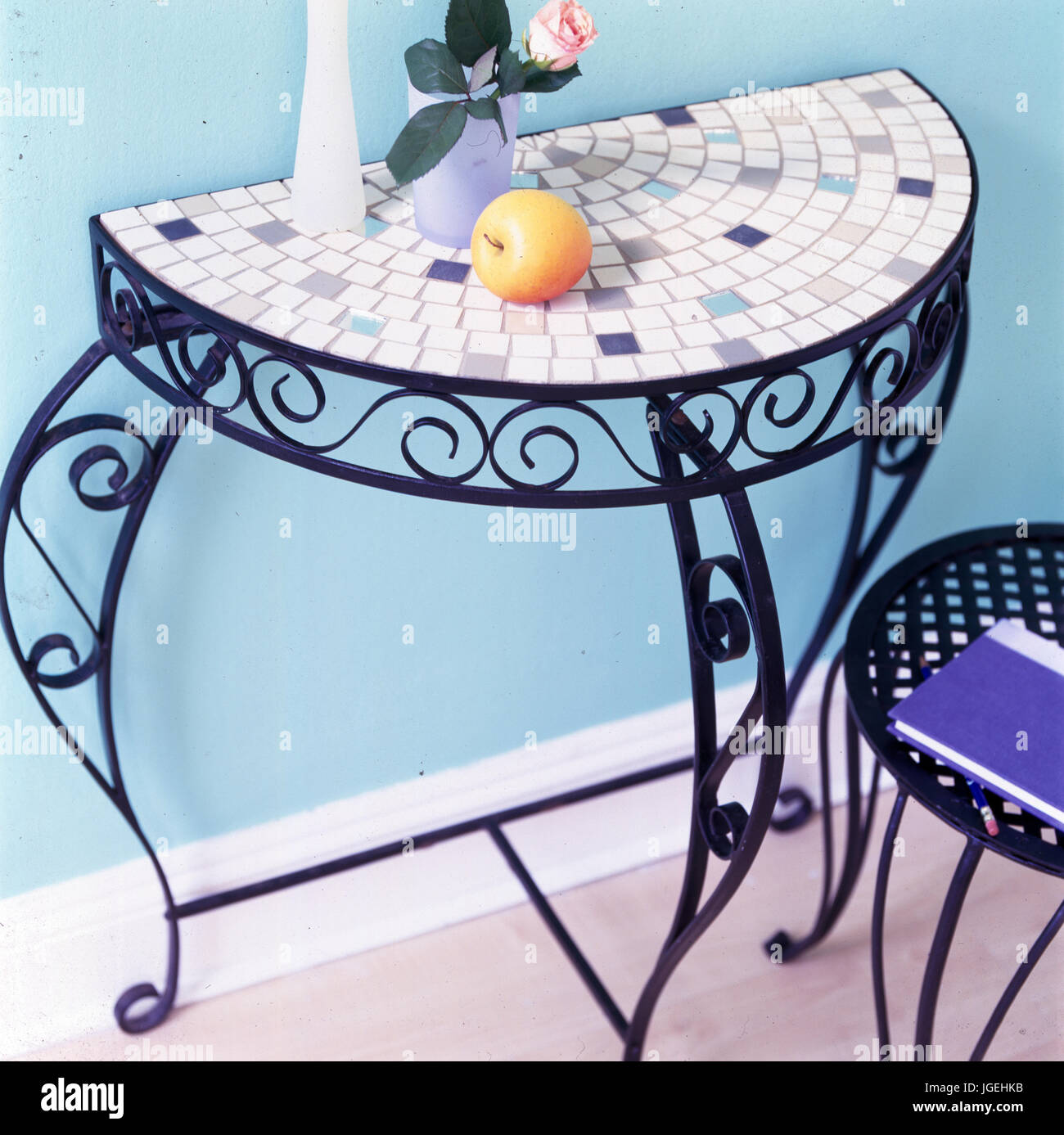 Metal and mosaic hall table Stock Photo - Alamy