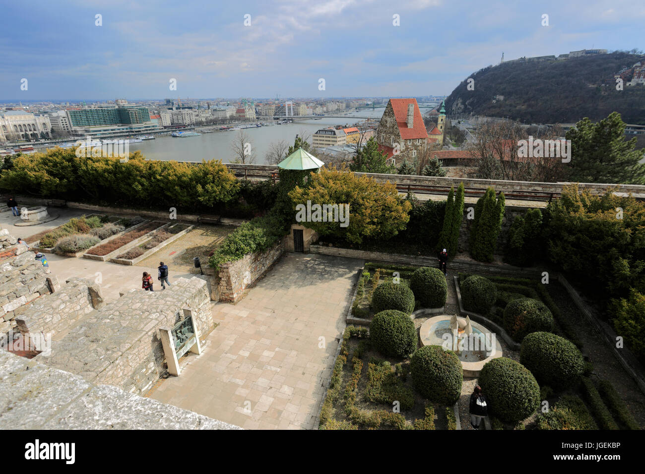 Buda Castle gardens, Castle Hill, Buda Palace, Budapest city, Hungary ...