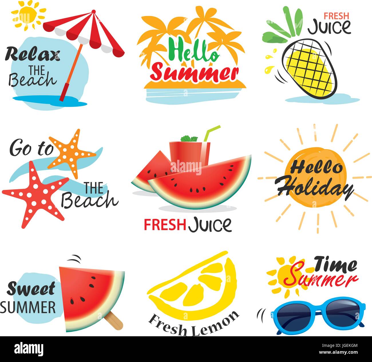 Summer label, banner, tag and elements background set. Vector ...