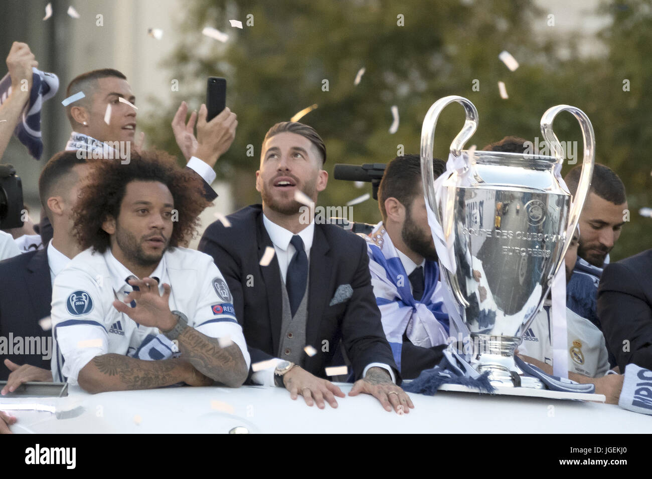 Real Madrid parade around Plaza de Cibeles in Madrid, Spain after ...