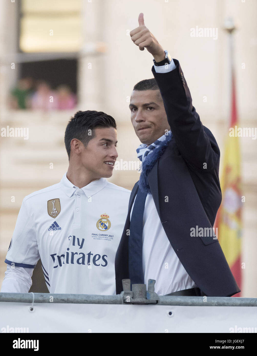Real Madrid parade around Plaza de Cibeles in Madrid, Spain after ...