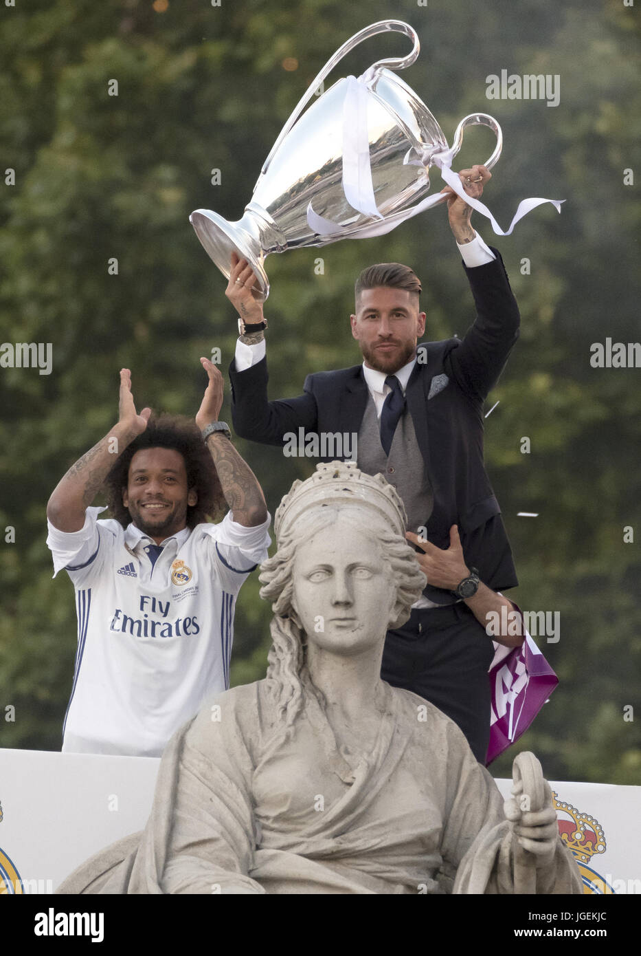 Real Madrid parade around Plaza de Cibeles in Madrid, Spain after ...