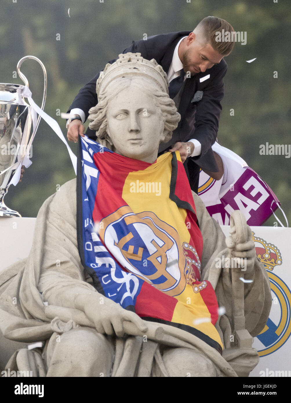 Real Madrid parade around Plaza de Cibeles in Madrid, Spain after ...