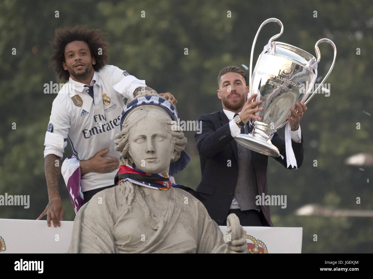 Real Madrid parade around Plaza de Cibeles in Madrid, Spain after ...