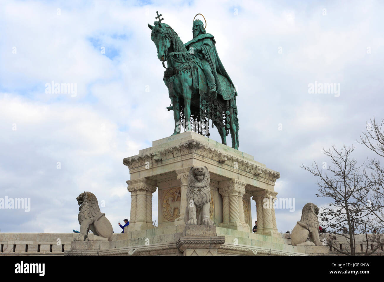 Bronze statue of king istvan stephan fishermans bastion hi-res stock ...