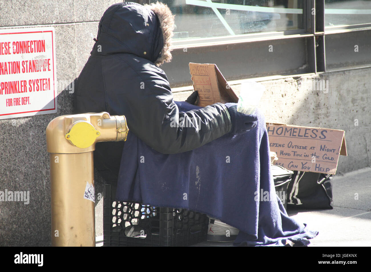 Homeless, Fifth Avenue, Times Square, New York, United States Stock ...