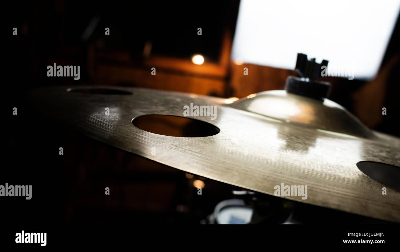 Drum Cymbal In Music Studio Close Up Stock Photo - Alamy