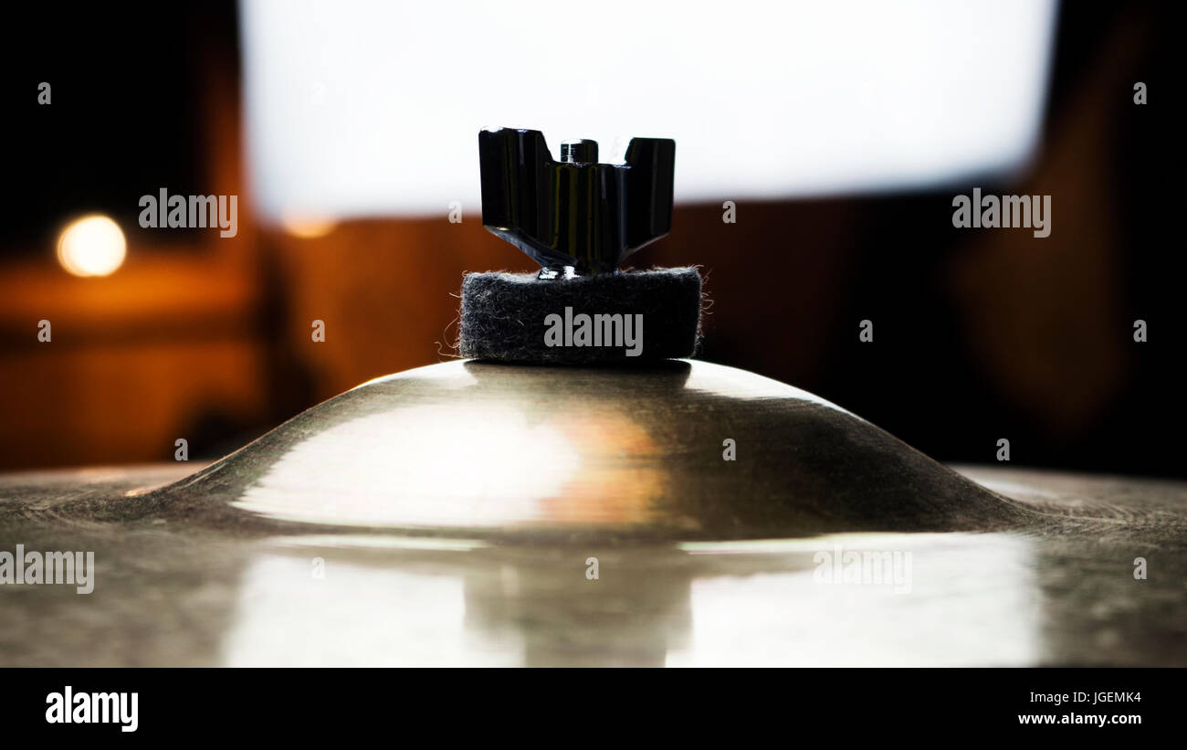 Drum Cymbal In Music Studio Close Up Stock Photo - Alamy