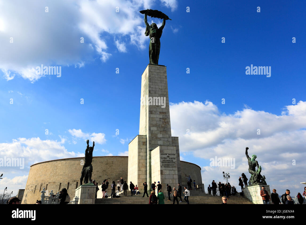 The Liberty statue, Gellert Hill, Budapest city, Hungary Stock Photo ...