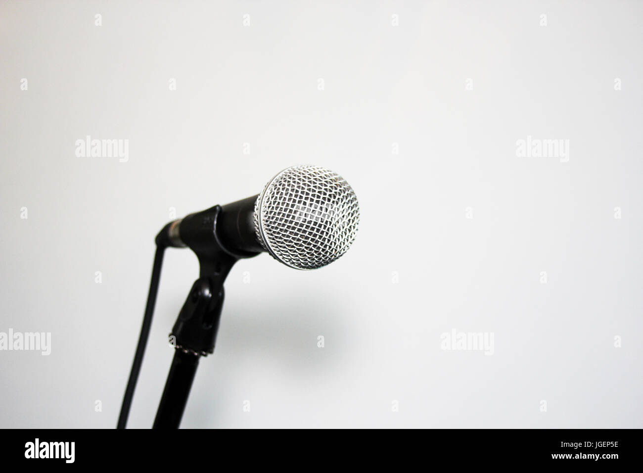 Microphone mic mike on stand white background with copy space stock ...