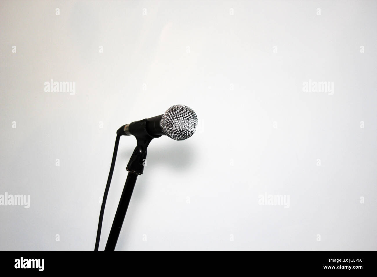 Microphone mic mike on stand white background with copy space stock ...