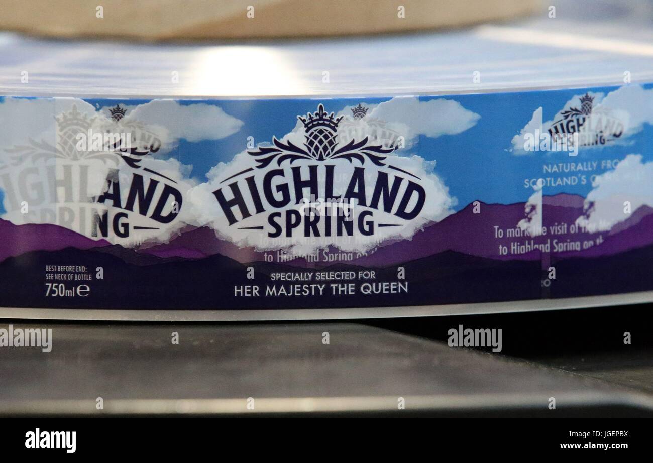 A bottle of Highland Spring with Queen Elizabeth II's name on it to ...