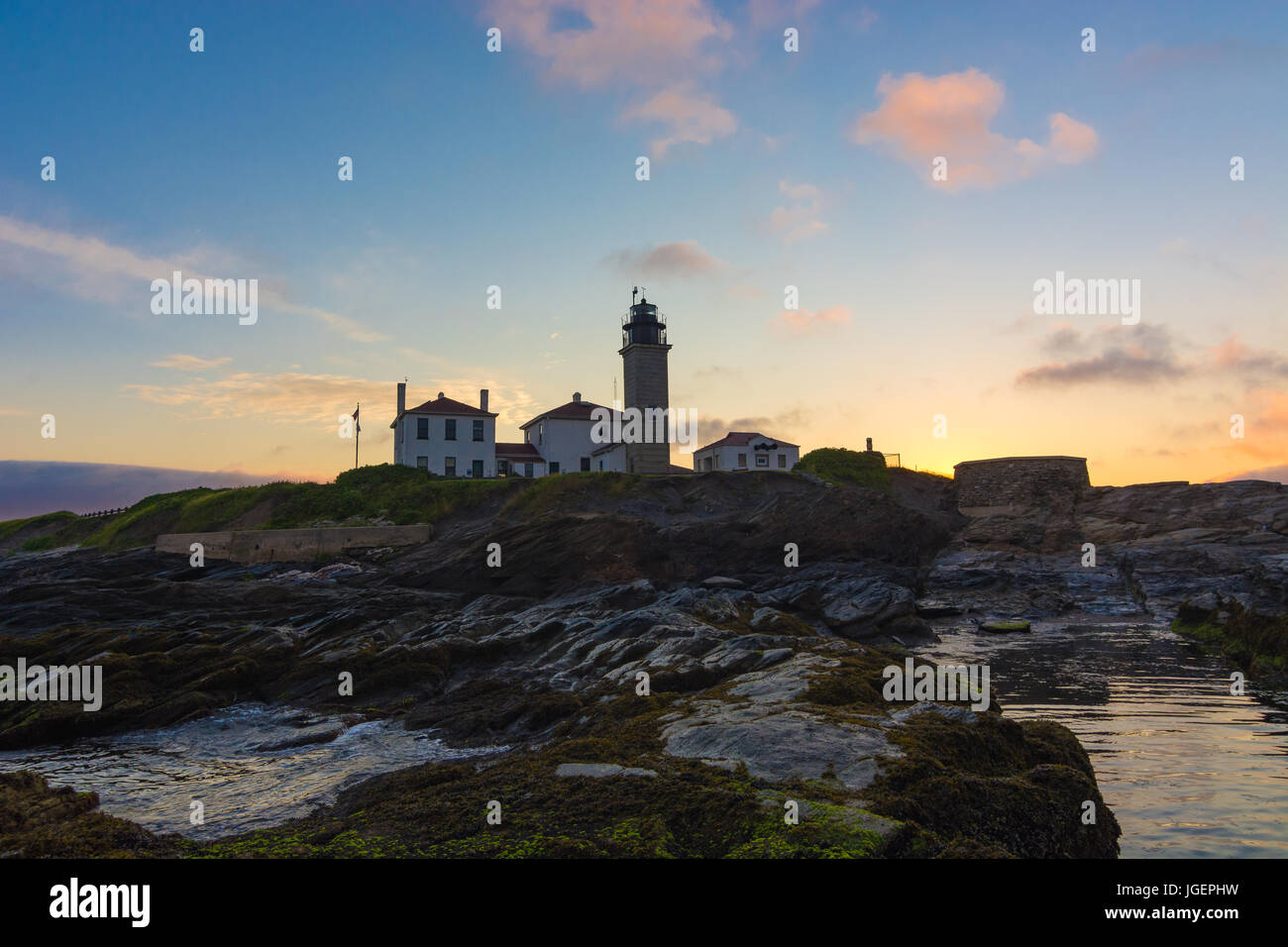 Beavertail Lighthouse durning a great sunrise but note the rolling ...