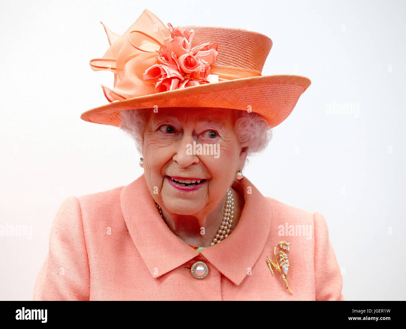 Queen Elizabeth II during a visit to the new Highland Spring factory ...