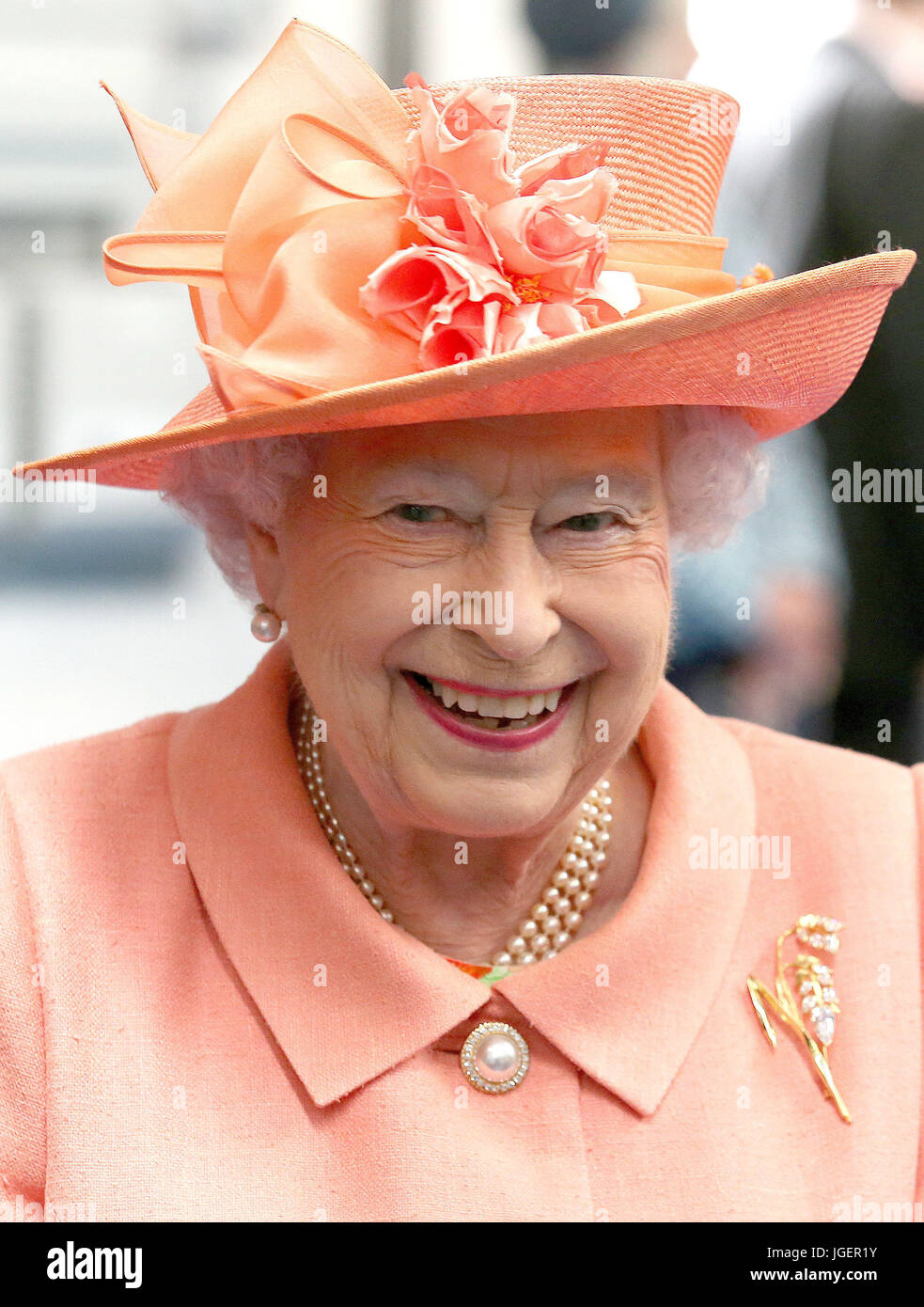 Queen Elizabeth II during a visit to the new Highland Spring factory ...