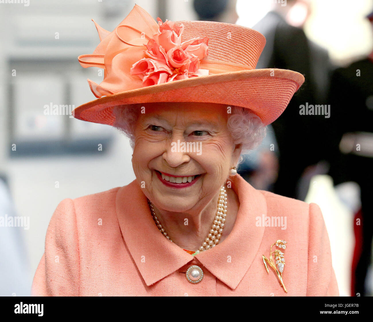 Queen Elizabeth II during a visit to the new Highland Spring factory ...