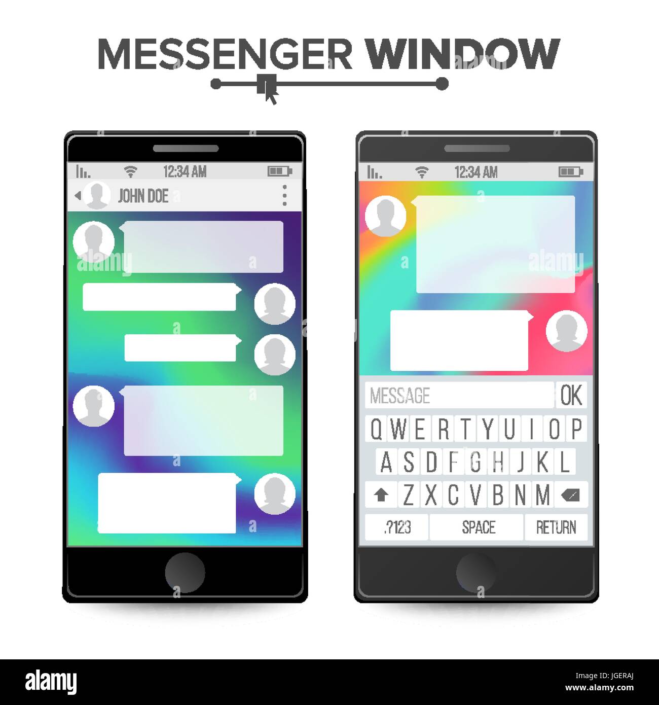 Smartphone Isolated On White Background. Messenger Window. Mobile App ...