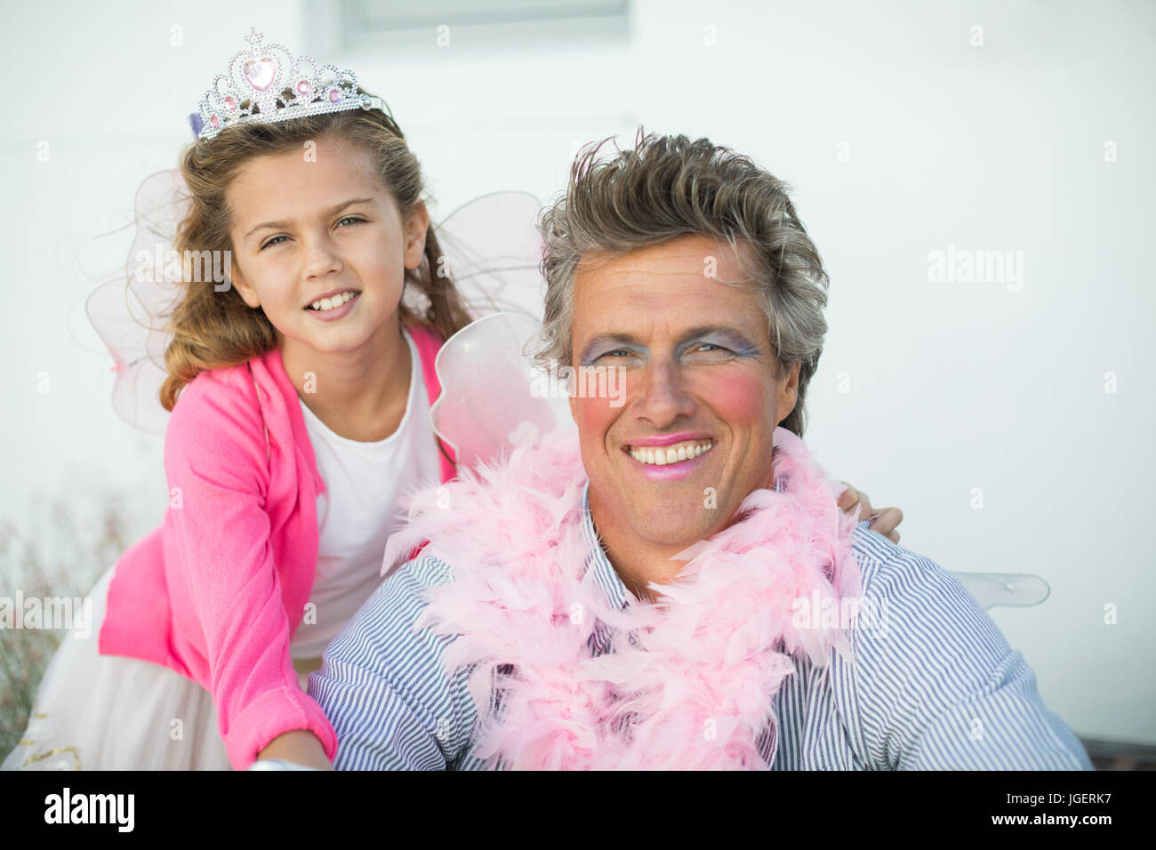 Portrait of smiling father and daughter in fairy costume Stock Photo ...