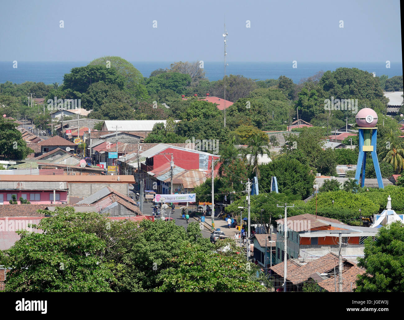 Aerial View Of The Main Street Corinto Town Nicaragua Stock Photo - Alamy