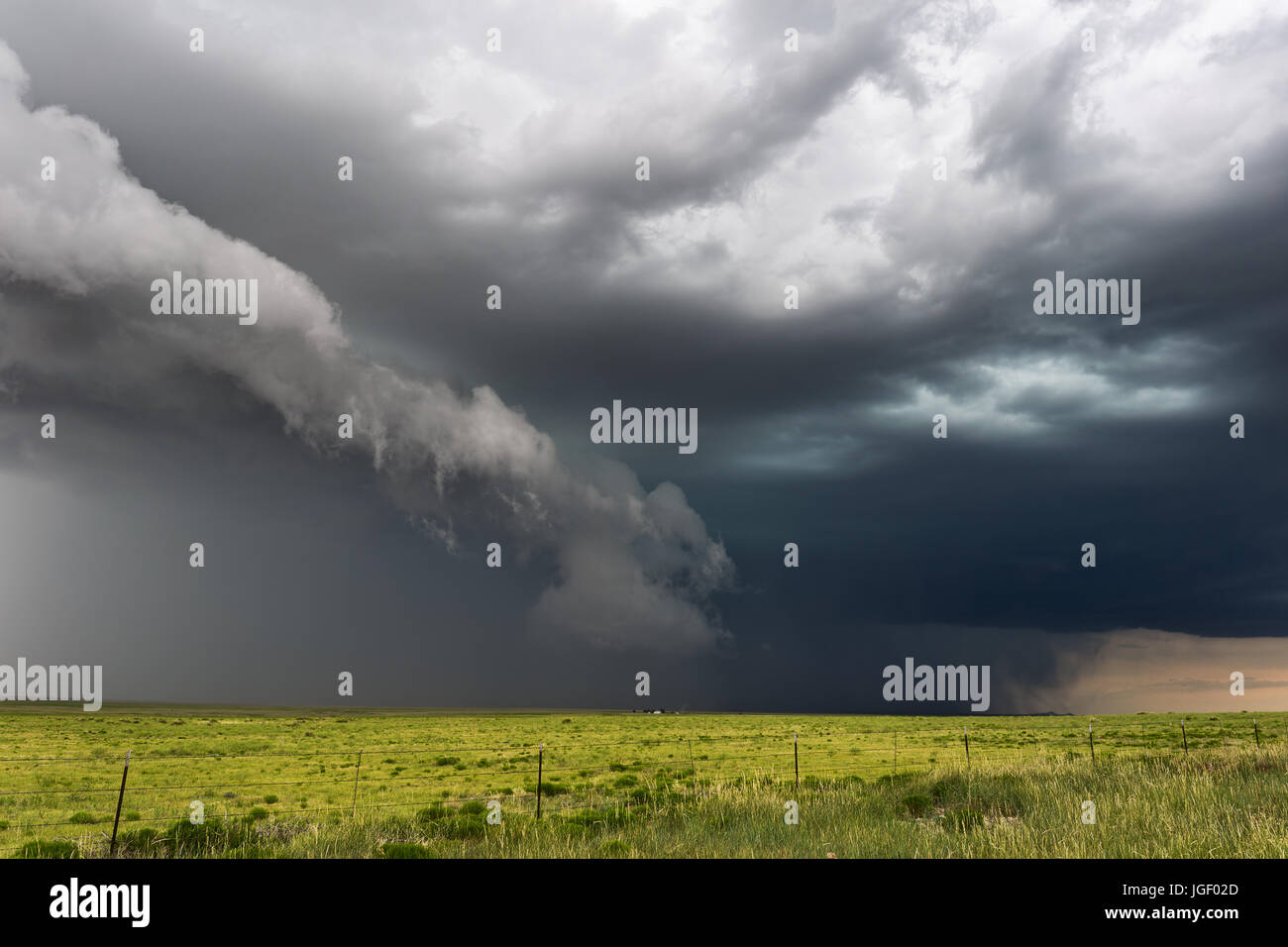 Dark stormy sky and summer thunderstorm near Clayton, New Mexico Stock ...