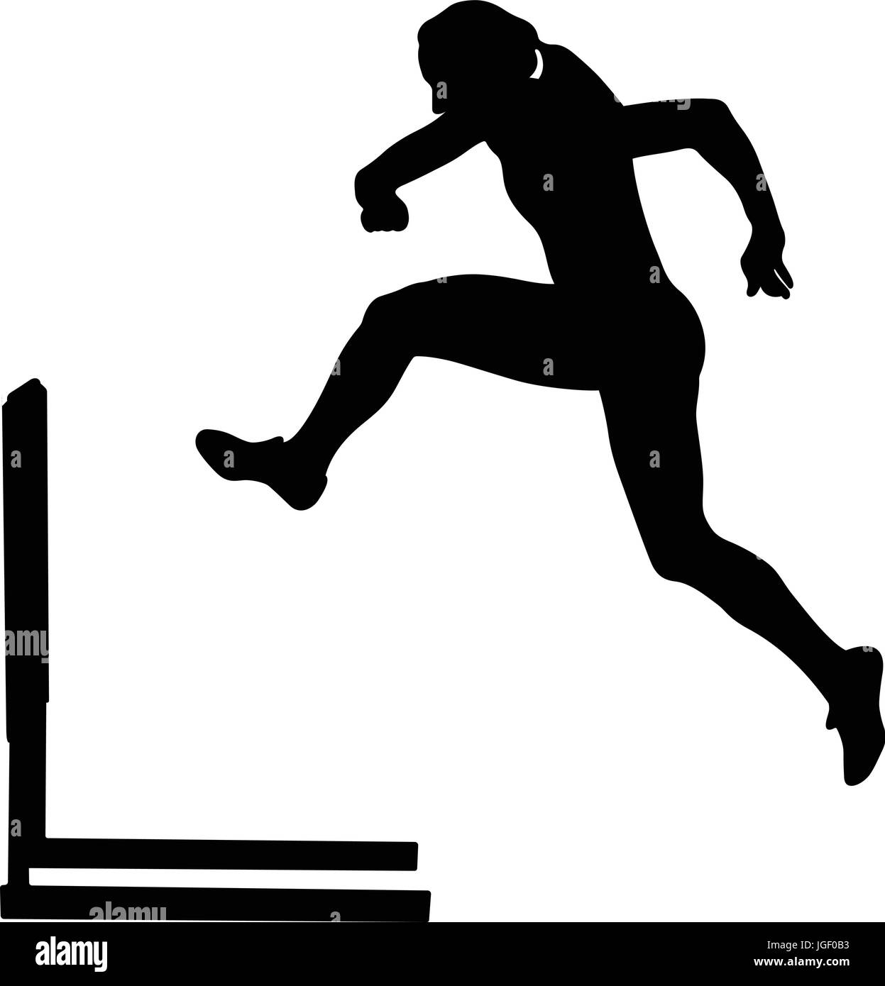running hurdles woman runner athlete black silhouette Stock Vector ...