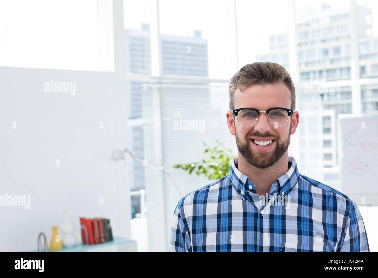 Portrait of smiling male executive standing in office Stock Photo - Alamy