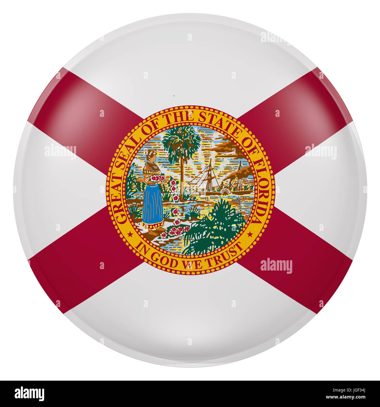 3d rendering of Florida State flag on a button Stock Photo - Alamy