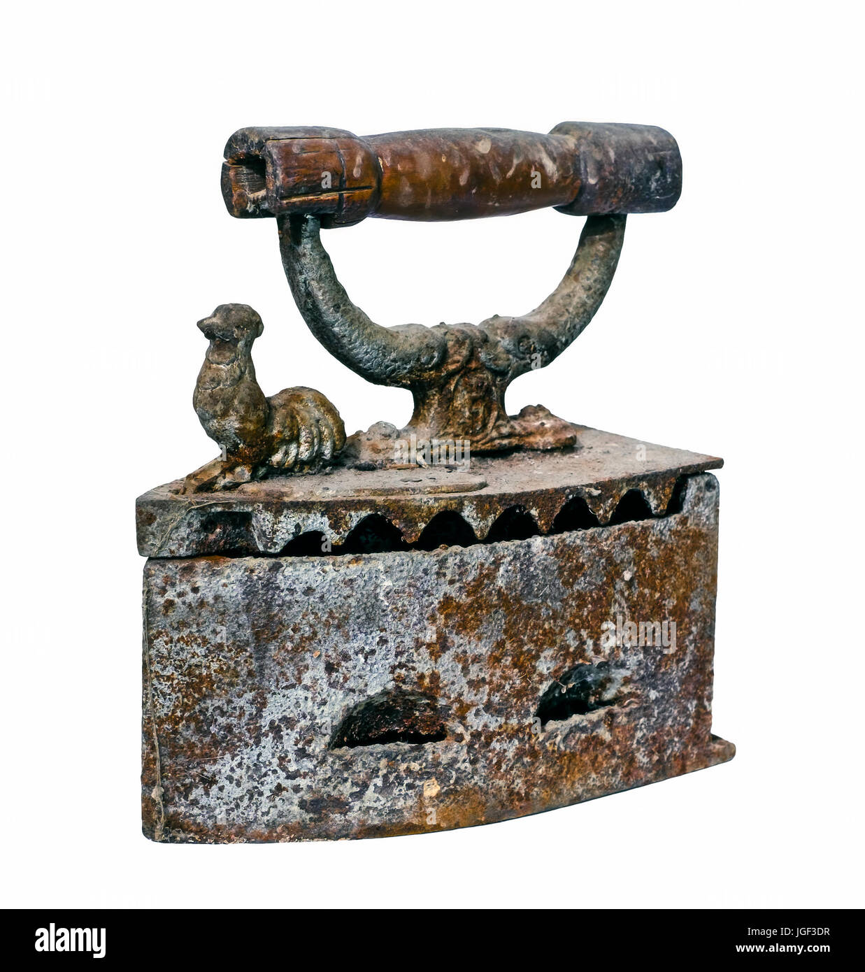 Vintage iron rust covered with dust and cobwebs isolated on white Stock ...