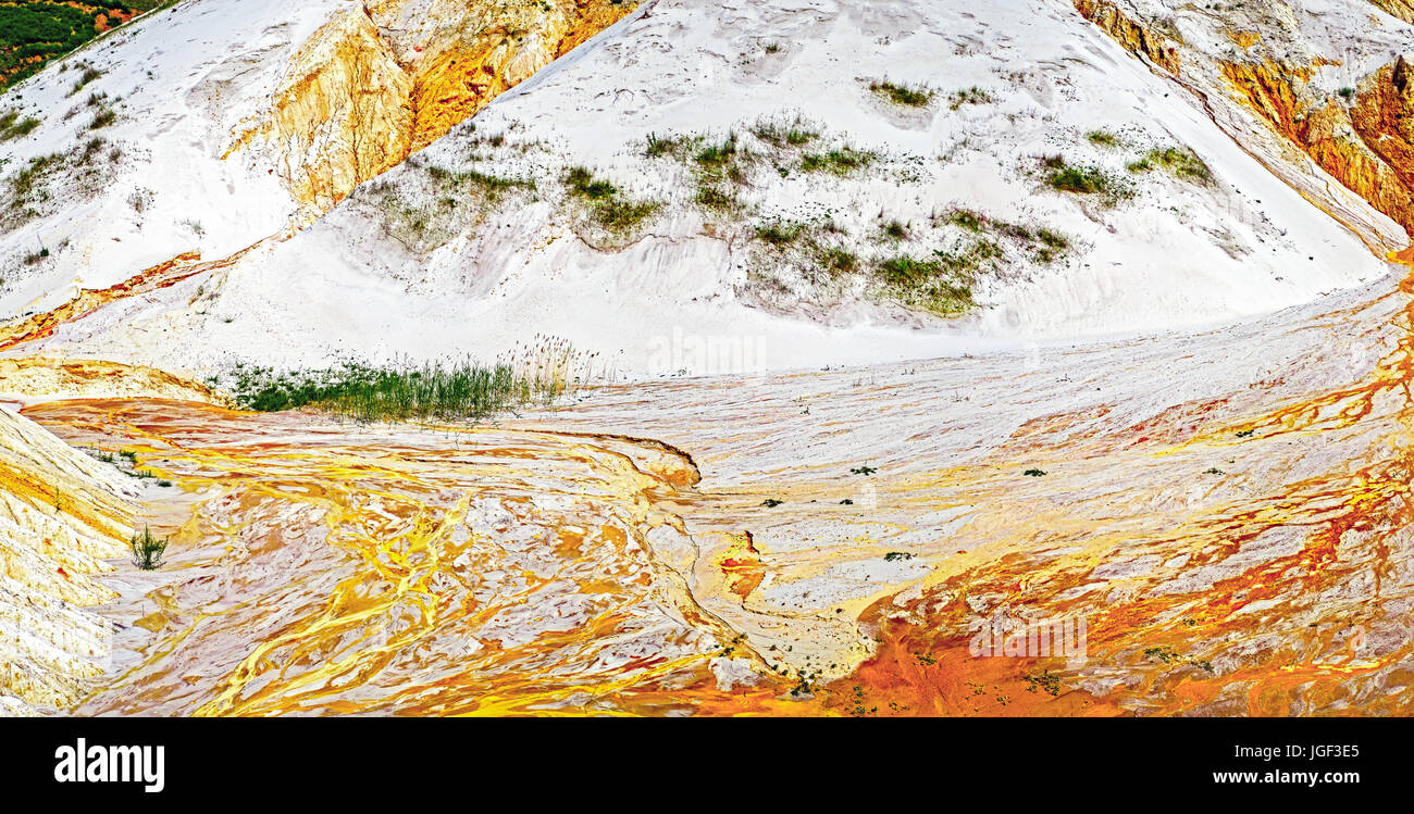 Water streak on sand at abandoned kaolin quarry Stock Photo - Alamy