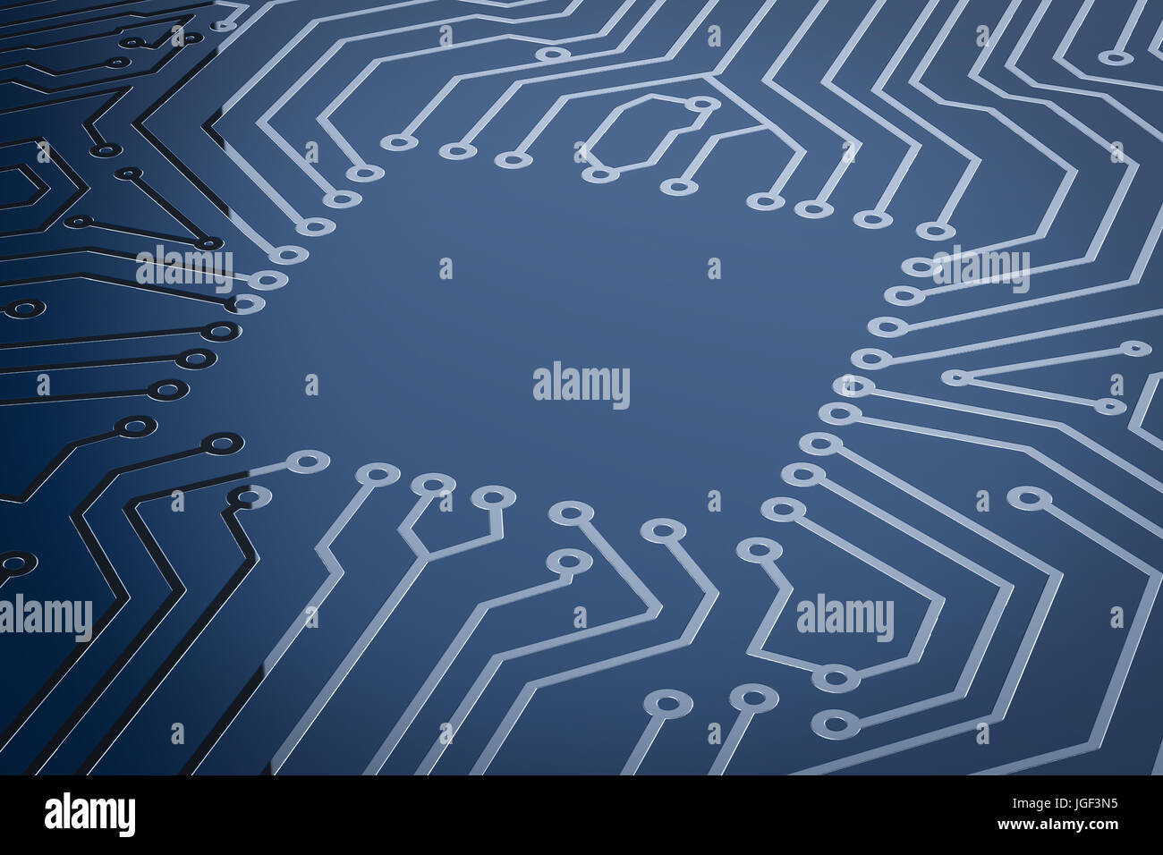 3d rendering empty square on blue circuit board Stock Photo - Alamy