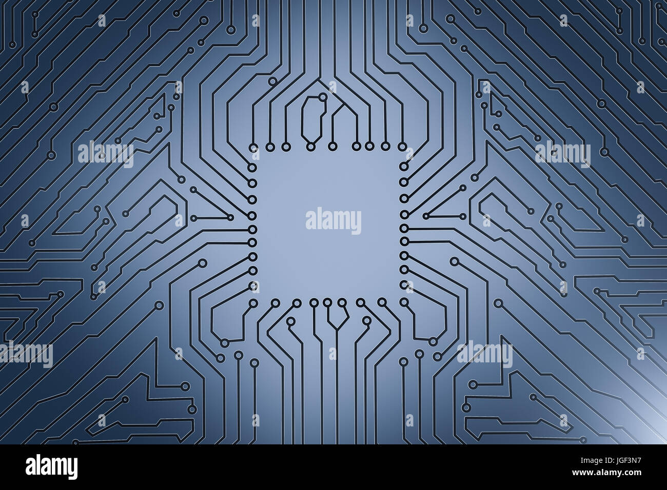 3d rendering empty square on blue circuit board Stock Photo - Alamy