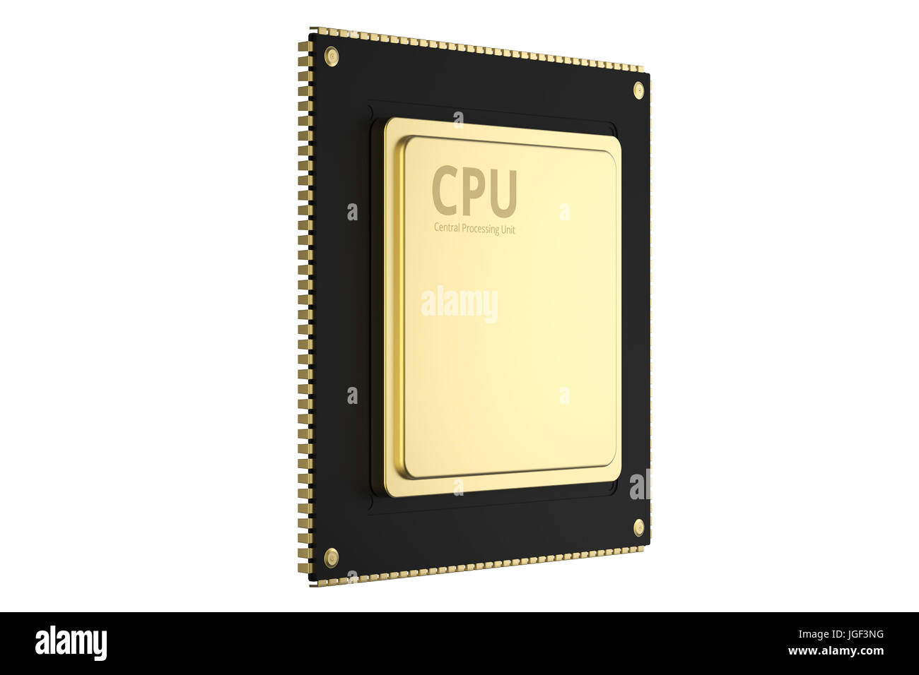 3d rendering gold cpu chip isolated on white Stock Photo - Alamy