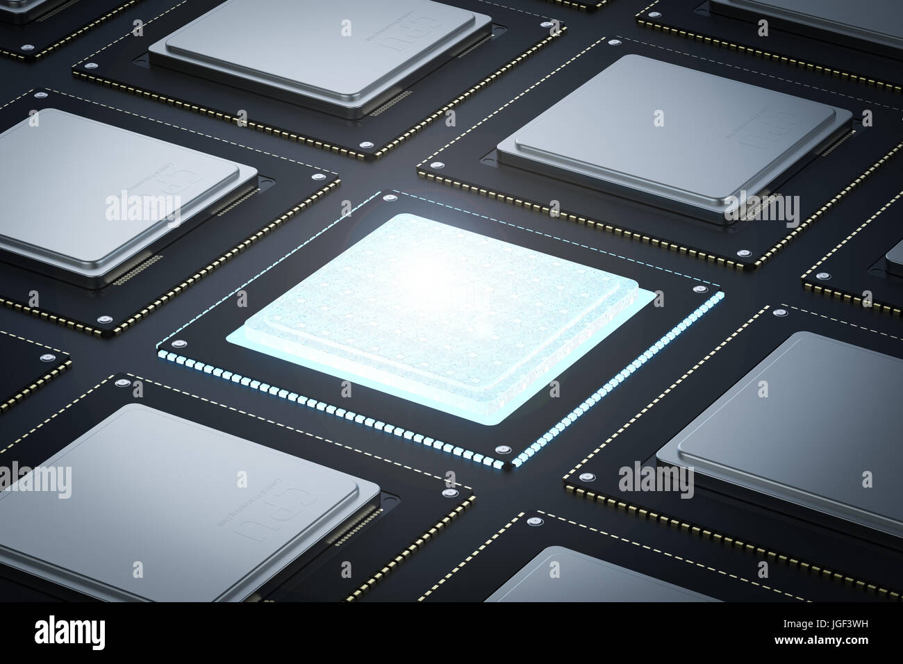 3d rendering cpu chips in a row Stock Photo - Alamy