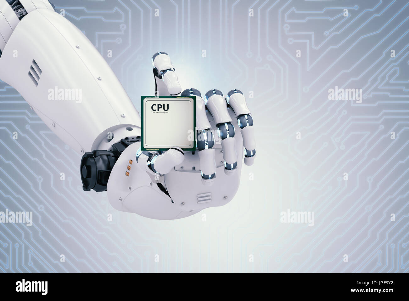3d rendering robot hand holding cpu chip or microchip Stock Photo - Alamy