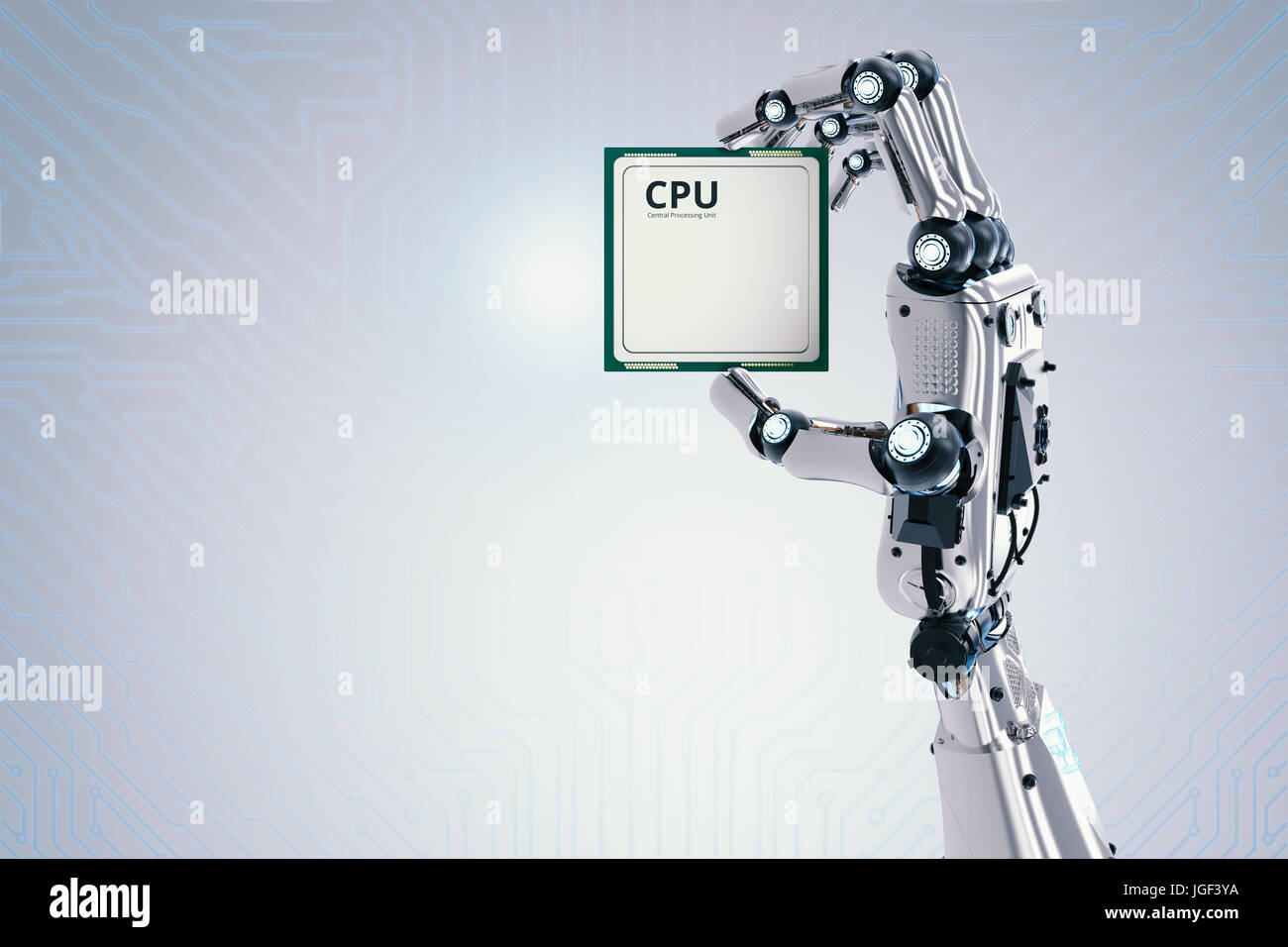 3d rendering robot hand holding cpu chip or microchip Stock Photo - Alamy