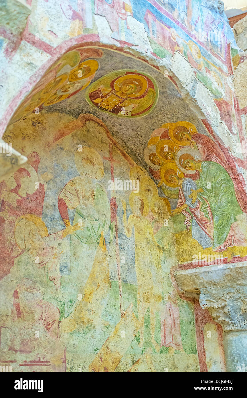 DEMRE, TURKEY - MAY 7, 2017: The medieval fresco depicts the Bible ...