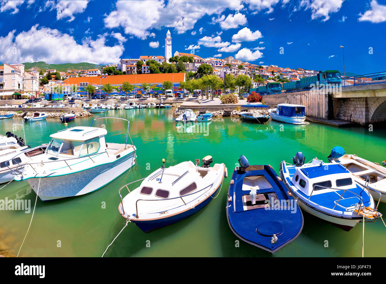 Town of Novi Vinodolski waterfront panoramic view, Kvarner region of ...