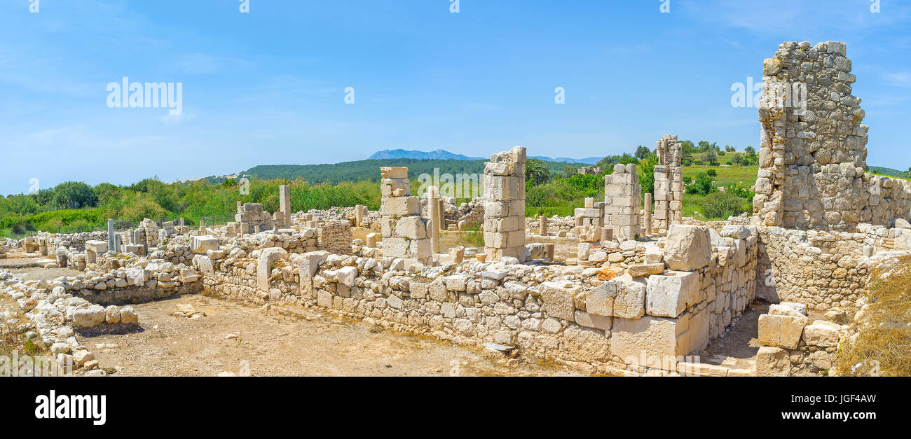 The panoramic view on ruins of Byzantine Basilica, located in Patara ...