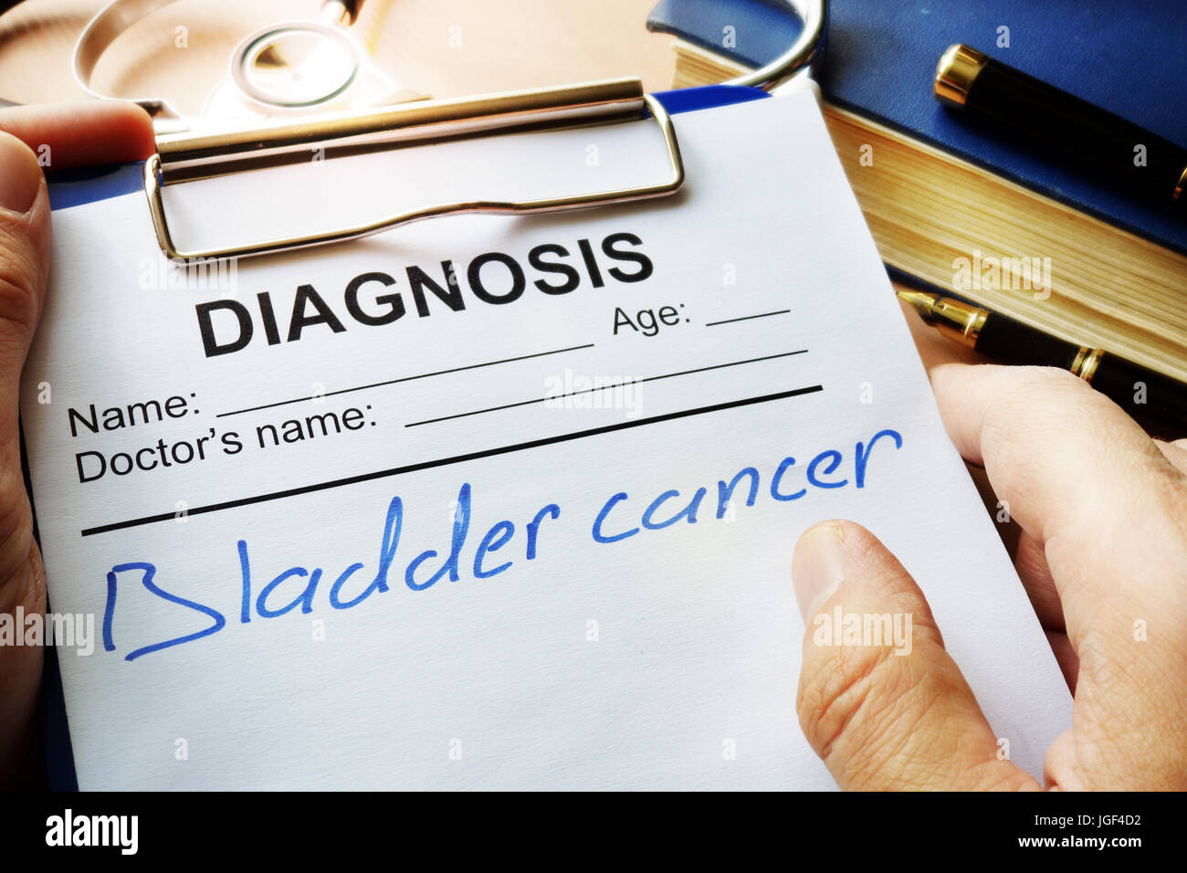 Diagnosis bladder cancer in a medical form Stock Photo - Alamy