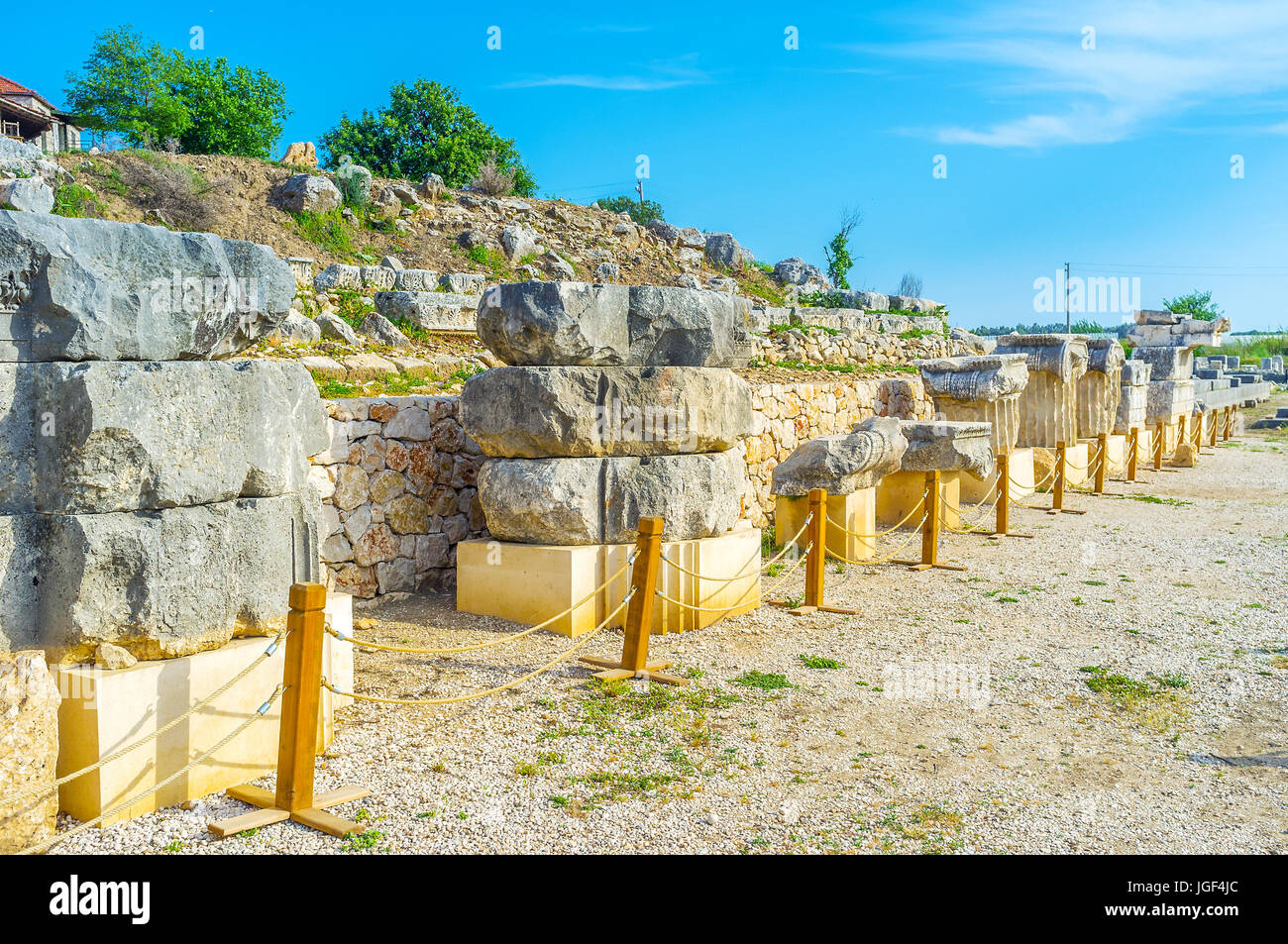 The row of ruined stones from temples of Letoon, Turkey Stock Photo - Alamy