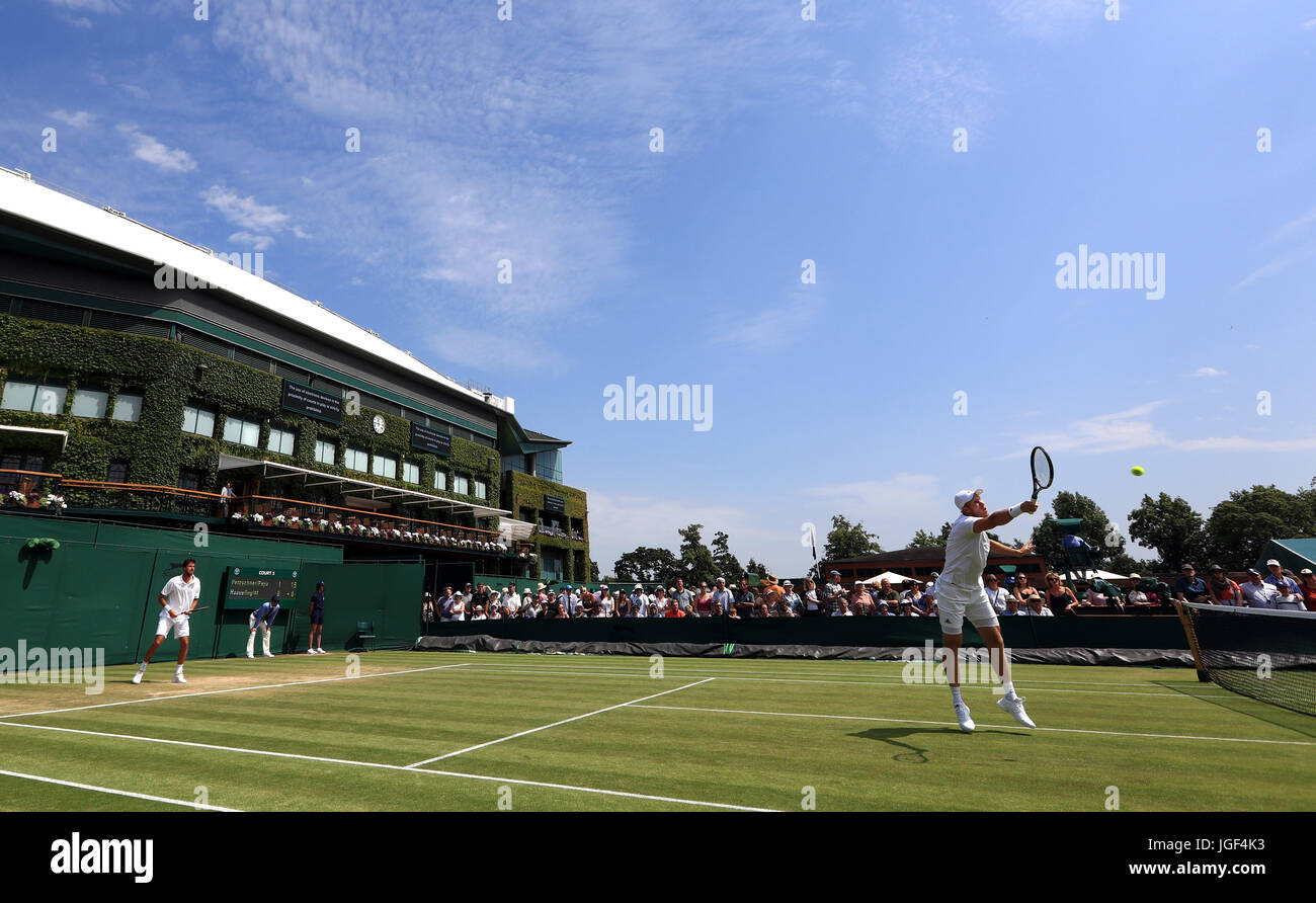 Dominic Inglot (right) and Robin Haase in action during their Men's ...