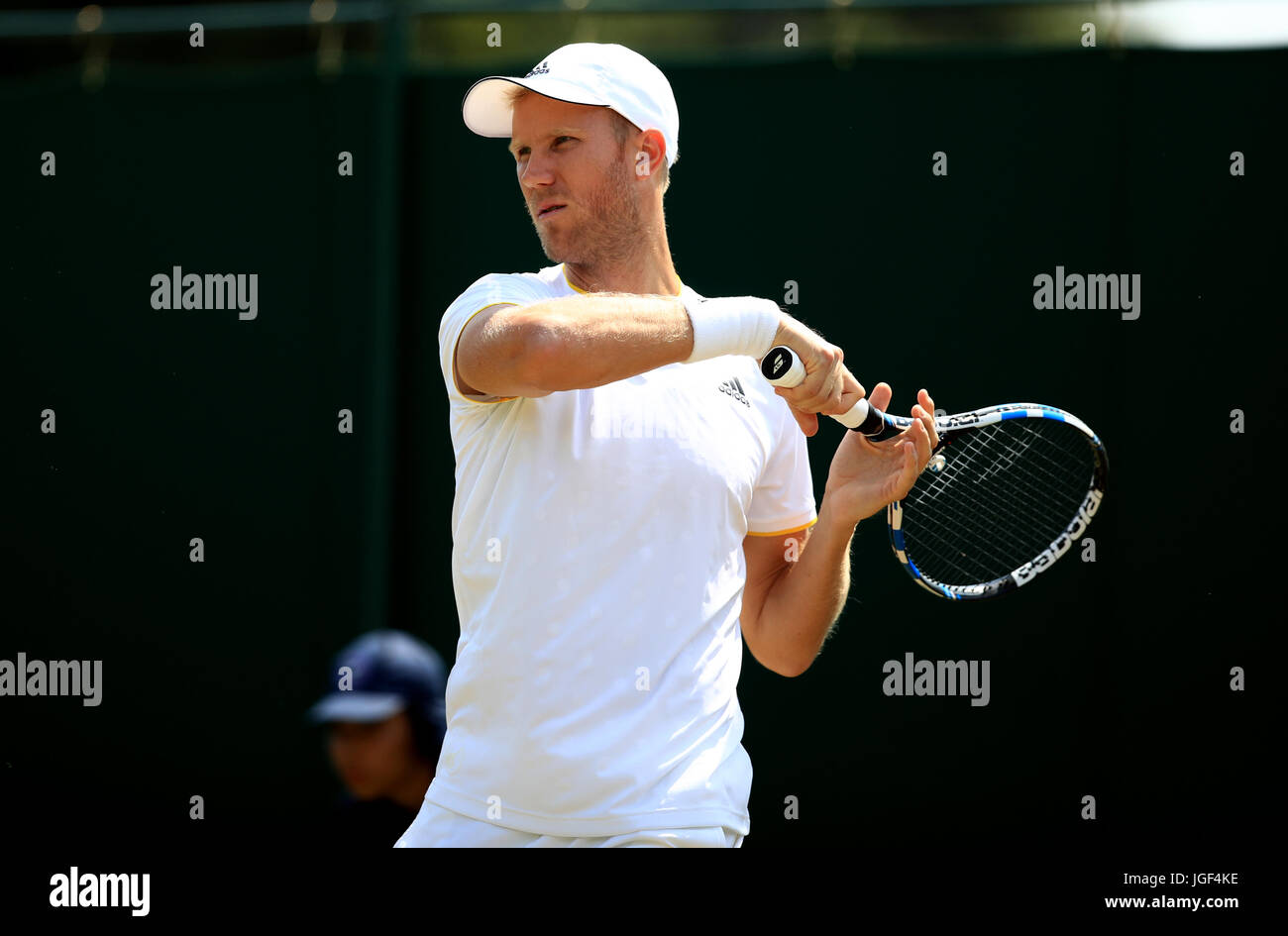Dominic Inglot in action during his Men's Doubles match with Robin ...