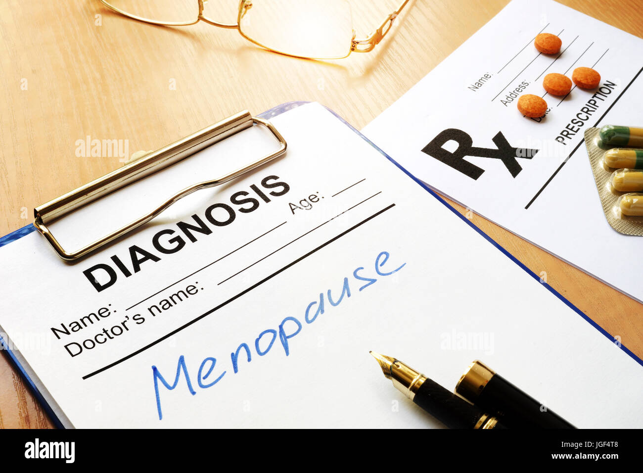 Menopause written on a diagnosis form Stock Photo - Alamy